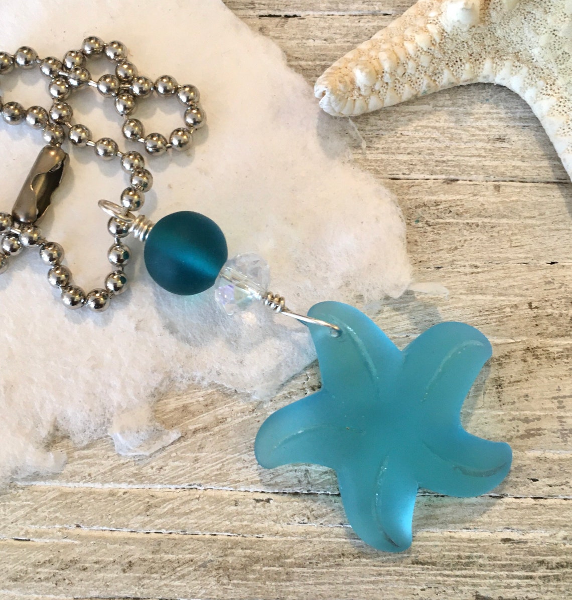 Blue Sea Glass Starfish Rear View Mirror Car Charm Starfish | Etsy