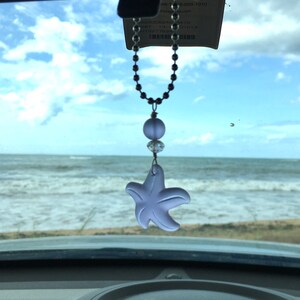 Purple SEA GLASS Starfish Rear View Mirror Car Charm, Starfish Car ...