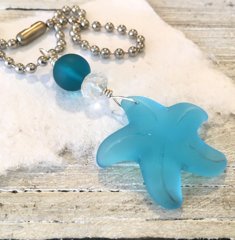 Blue Sea Glass Starfish Rear View Mirror Car Charm Starfish - Etsy