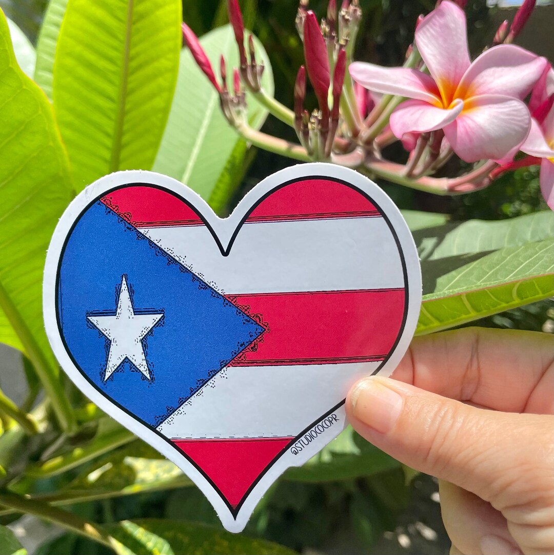 I Love Puerto Rico Vinyl Heart Art Sticker, Waterproof, Weatherproof ...