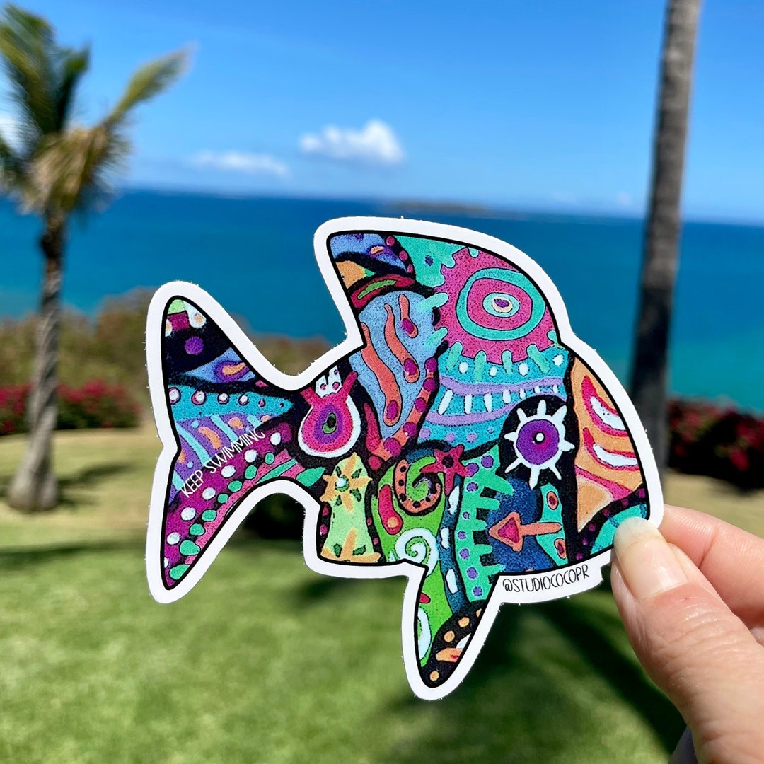 Caribbean Reef Dweller Fish Vinyl Art Sticker, Waterproof, Weatherproof ...