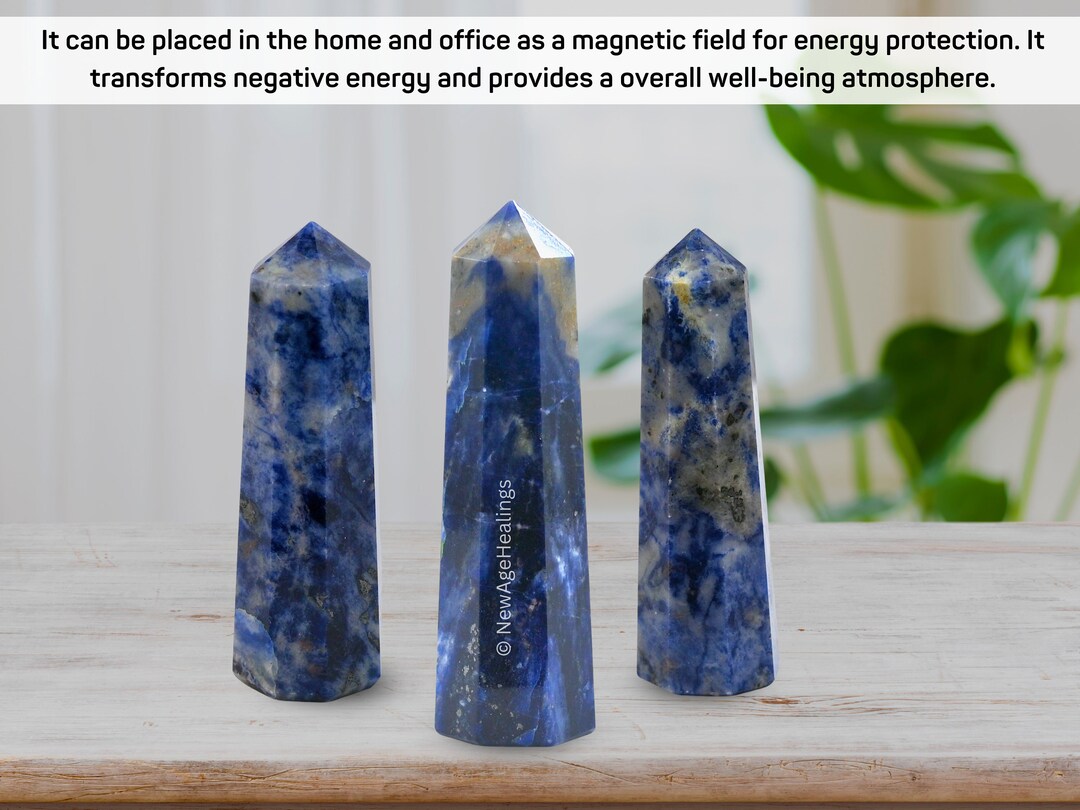 Sodalite Healing Crystals Point Tower, Natural Obelisk Point Wand for ...