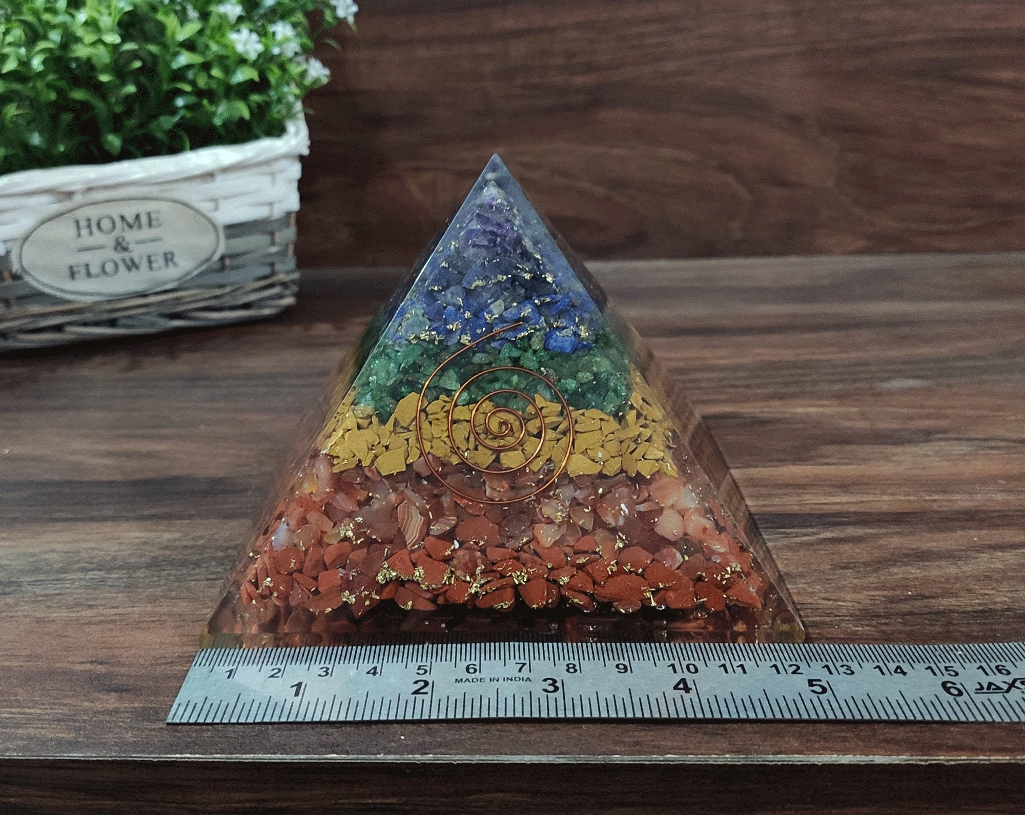 Natural 7 Chakra Stones Large Orgonite Pyramid with Powerful | Etsy