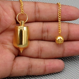 Metaphysical Gold Plated Dowsing Pendulum Necklace Metal Pendulums With Chain and Bead for ...