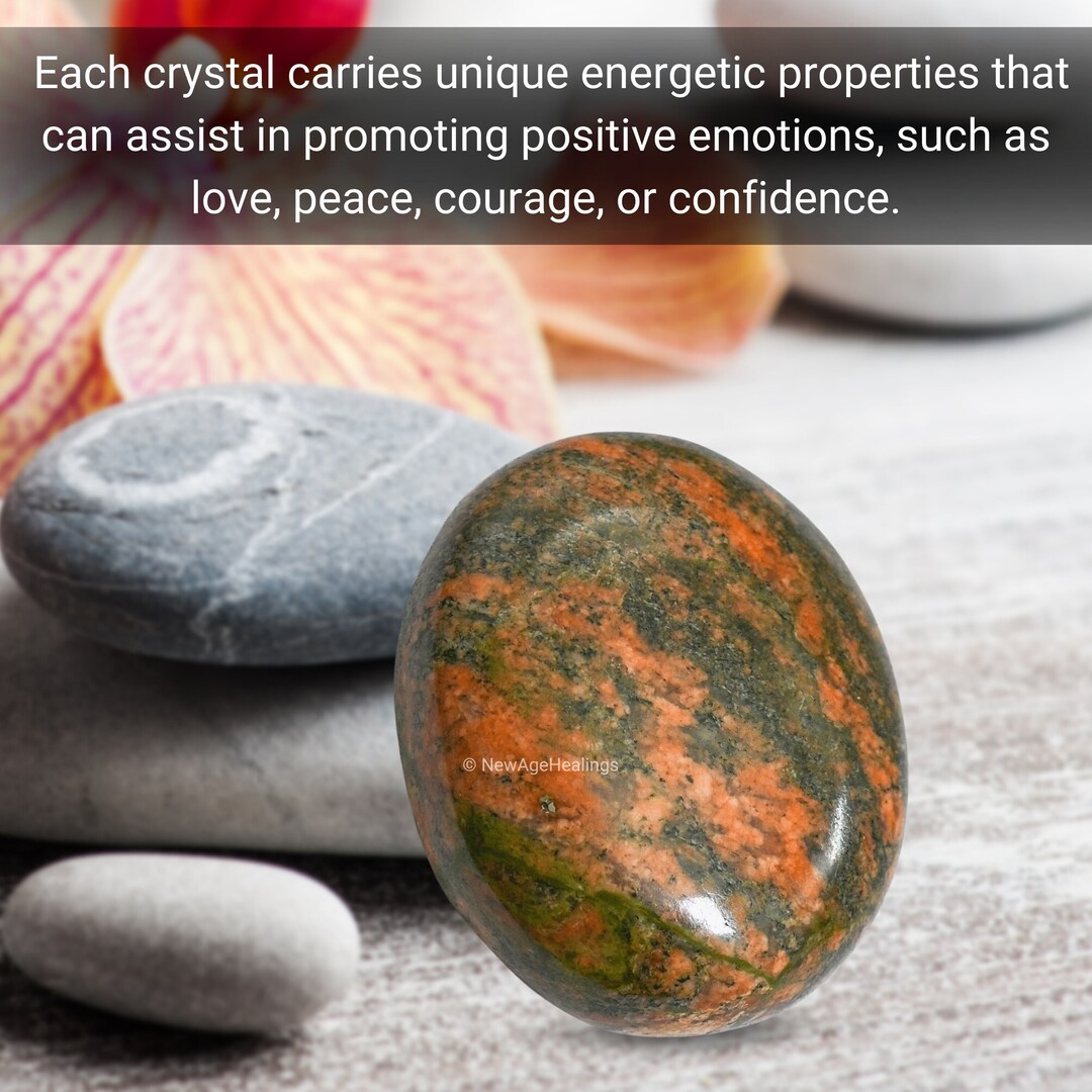 Unakite Healing Crystals Palm Stone, Natural Polished Worry Stone for ...