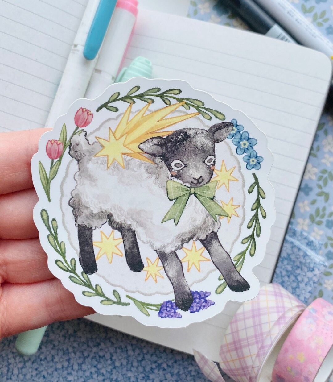 Springtime Lamb Vinyl Sticker - Etsy