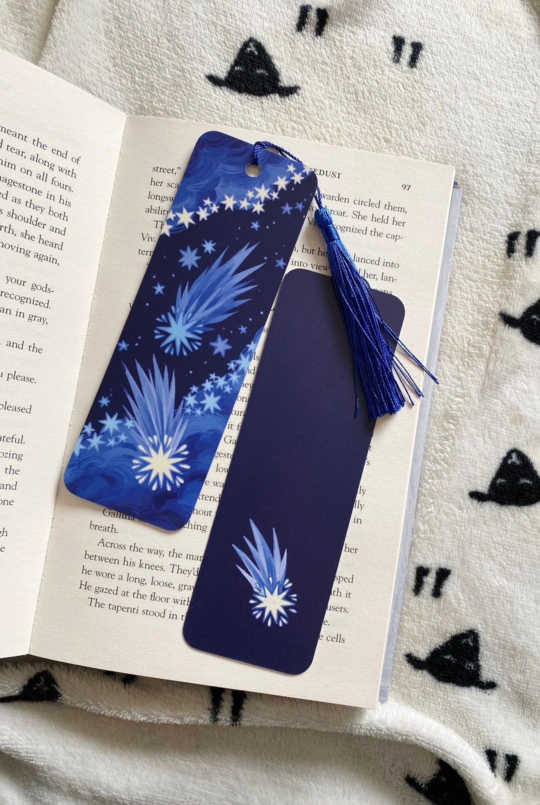 Starfall Shooting Star Bookmark With Blue Tassel - Etsy
