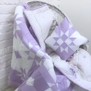 Lilac Patchwork Quilt – Handmade Cotton Bedding, Soft Boho Throw, Cozy Bedroom & Living Room ...