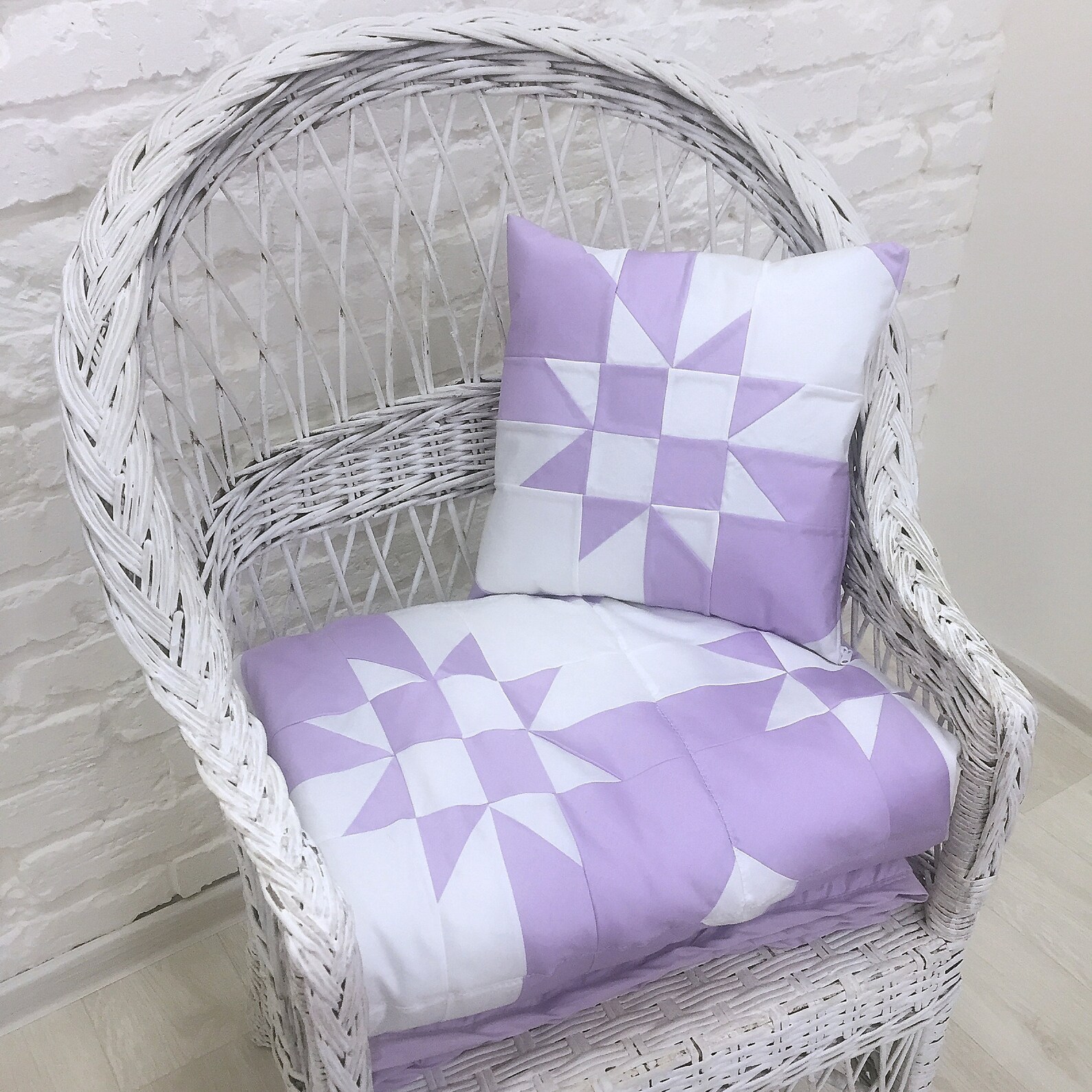 Lilac Patchwork Quilt – Handmade Cotton Bedding, Soft Boho Throw, Cozy ...