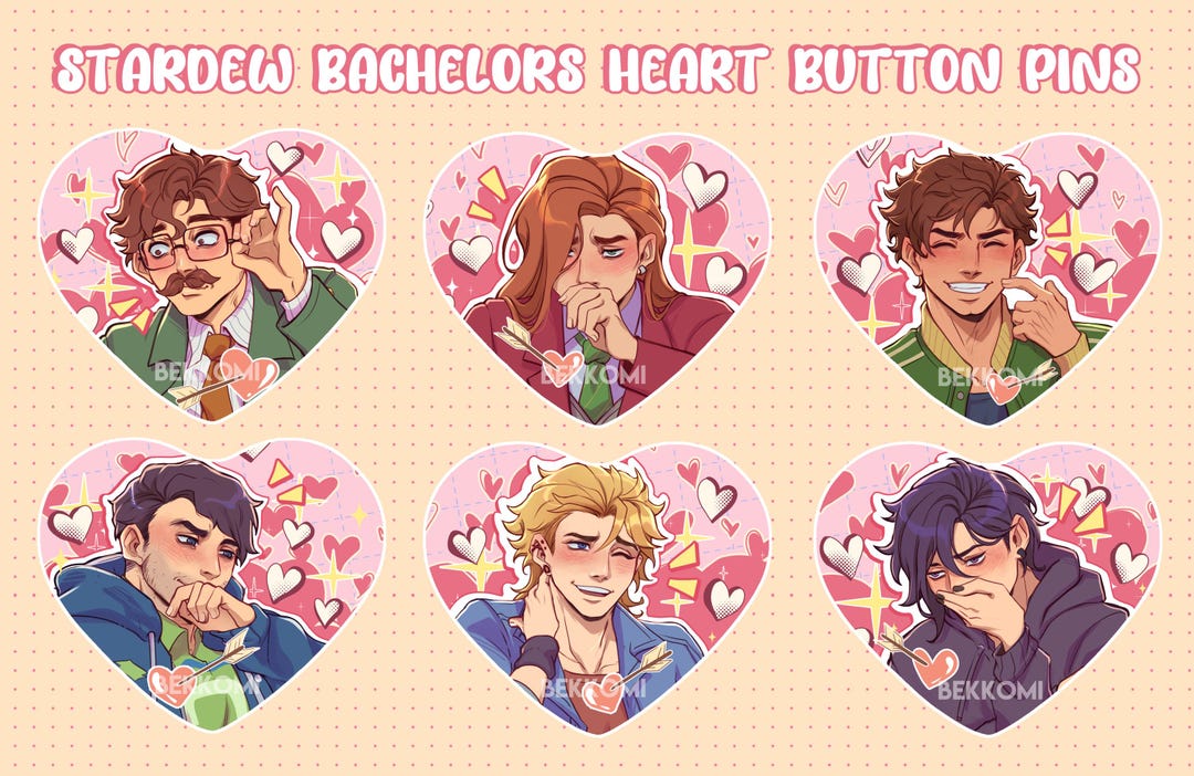 Stardew Valley Bachelors Heart Button Pins - Etsy