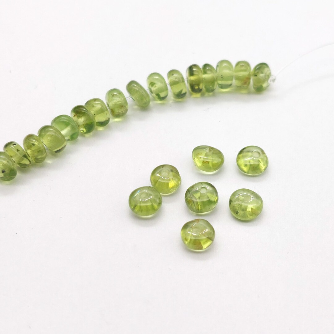 Peridot Rondelle Beads, Smooth 5-6mm Peridot Rondelle, Natural Peridot ...