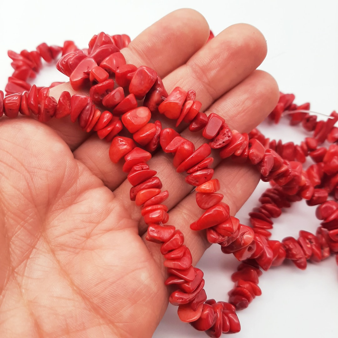 Red Coral Gemstone Chip Bead Strand: 16 or 32 Inch - Etsy Sweden