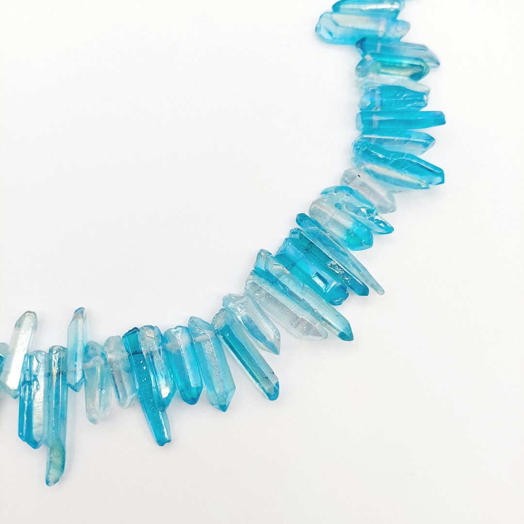 Polished Slender Aura Blue Crystal Points, Crystal Beads, Aura Blue ...