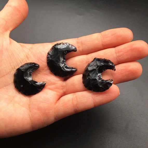 Obsidian Moon Crystal Carved Moon Crystal Crescent Moon - Etsy