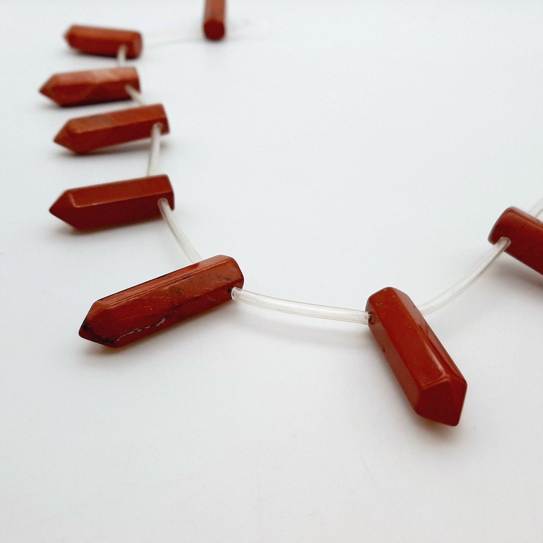 Red Jasper Hexagon Points, Gemstone Pendant Beads, Top Drilled Gemstone ...
