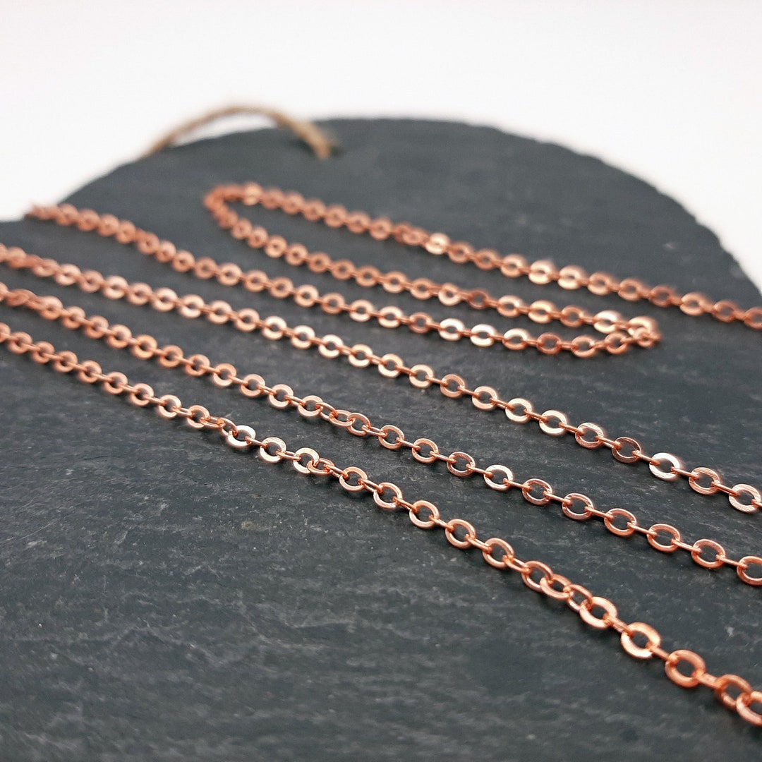 Bright Copper Flat Cable Chain, SOLDERED LINK, 2.0mm X 2.5mm Oval Links ...