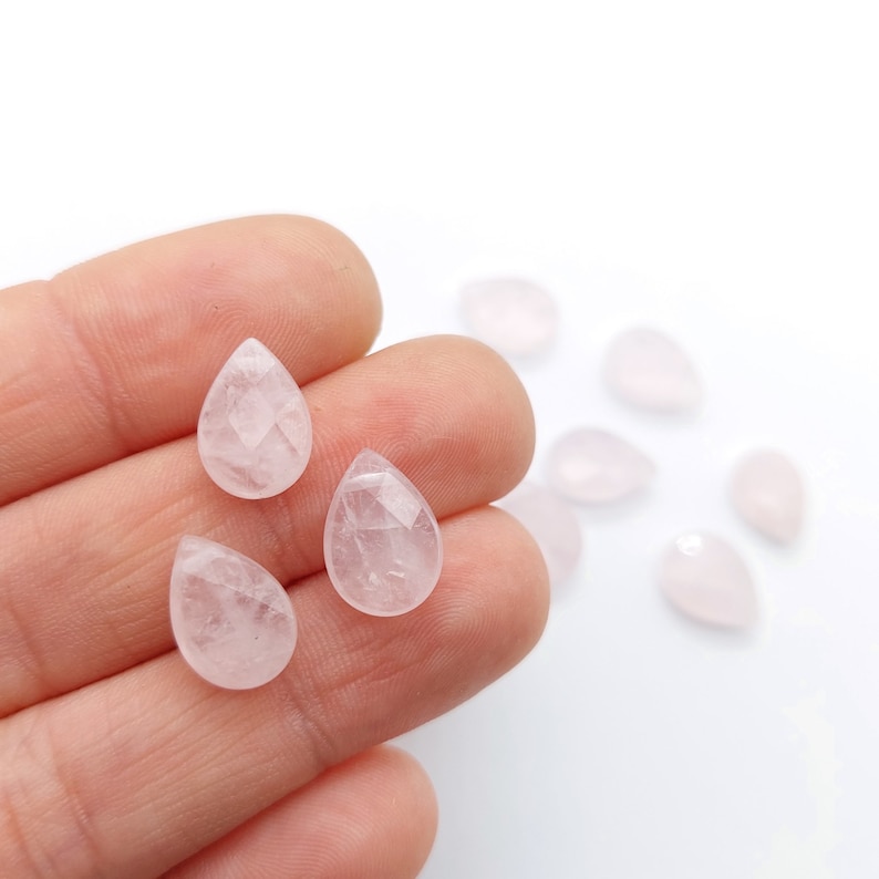 Faceted Rose Quartz Briolette Beads: Natural Gemstone Drops (12x8mm) - Etsy