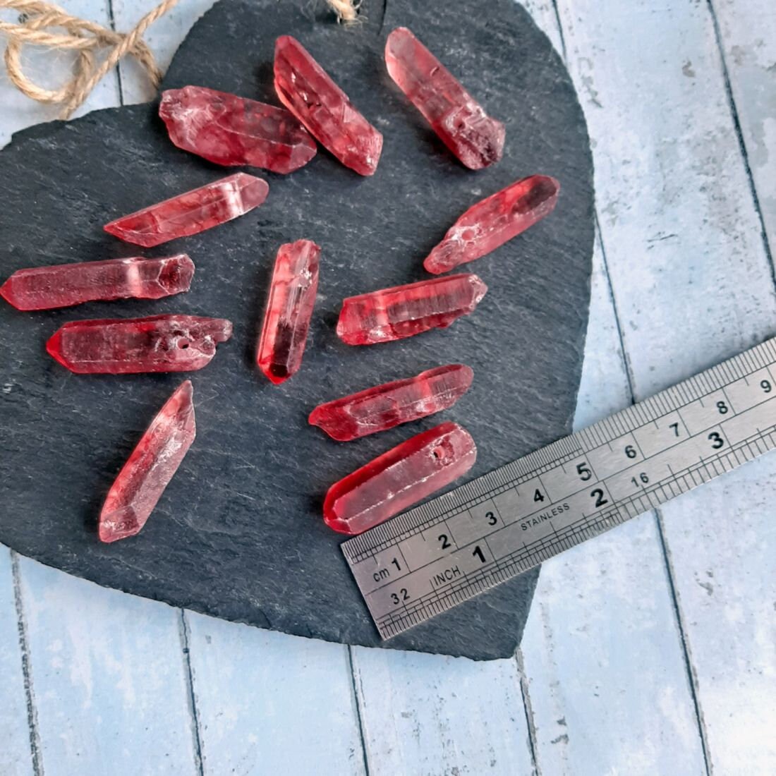 Matte Red Raw Crystal Quartz Top Drilled Crystal Points | Etsy