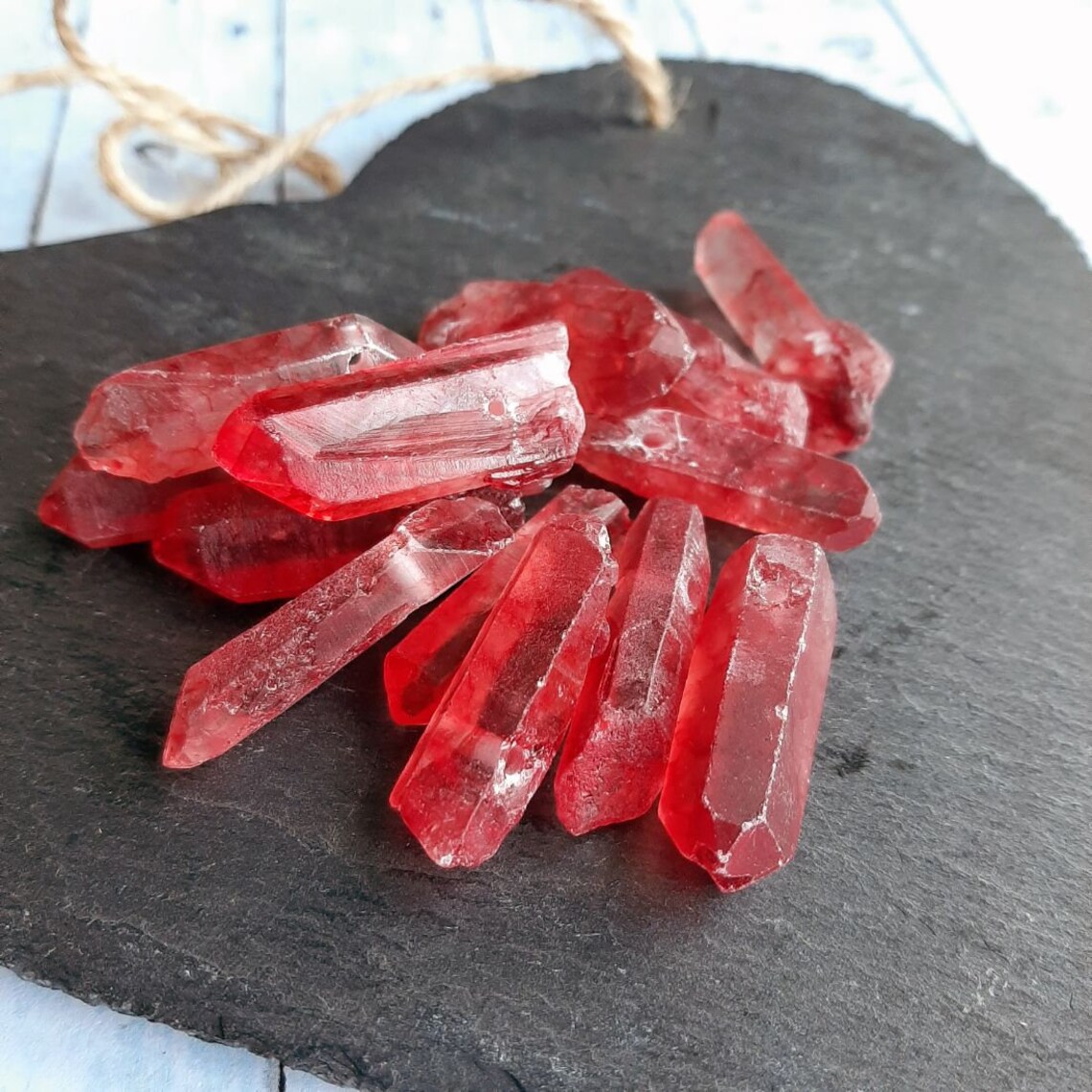 Matte Red Raw Crystal Quartz Top Drilled Crystal Points - Etsy