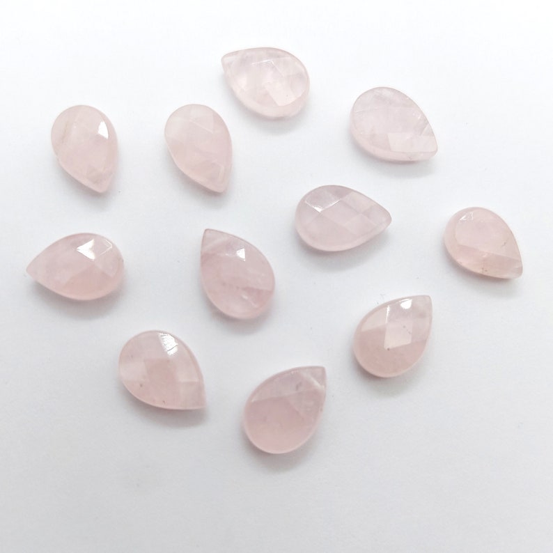 Faceted Rose Quartz Briolette Beads: Natural Gemstone Drops (12x8mm) - Etsy