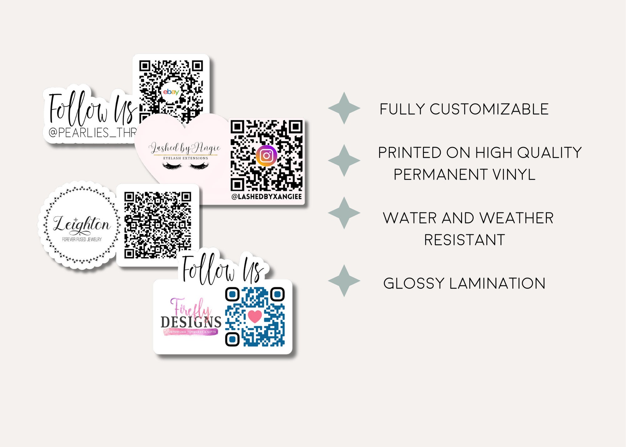 Custom QR Code Sticker Die Cut Small Business Packaging Supplies Logo ...