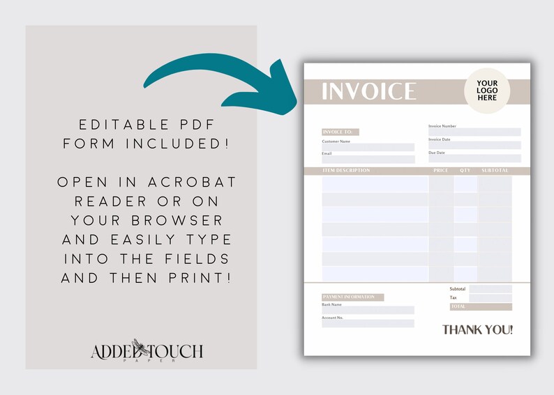 Small Business Invoice Template Canva Editable Order Form Pdf Printable ...