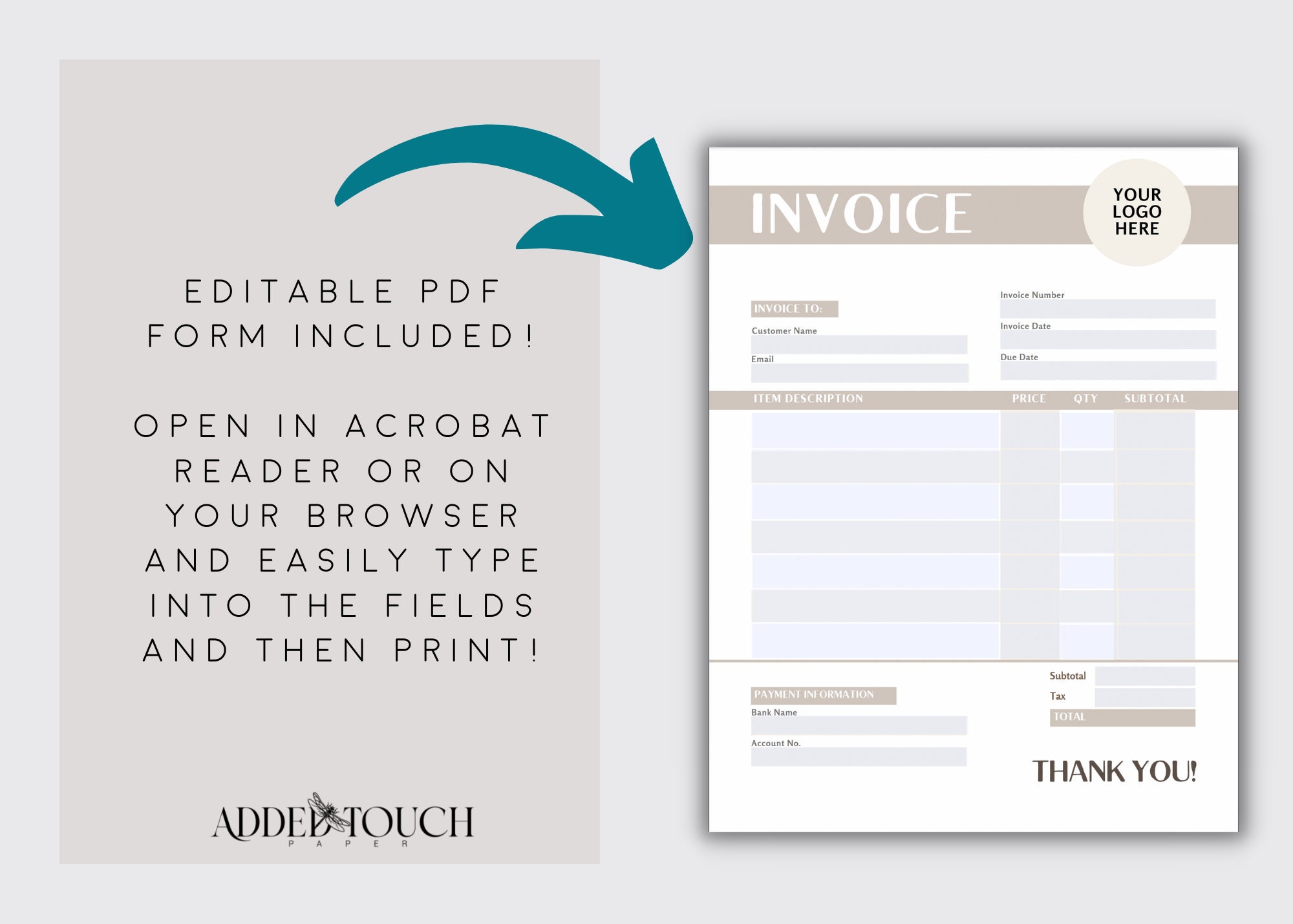 Small Business Invoice Template Canva Editable Order Form Pdf Printable ...