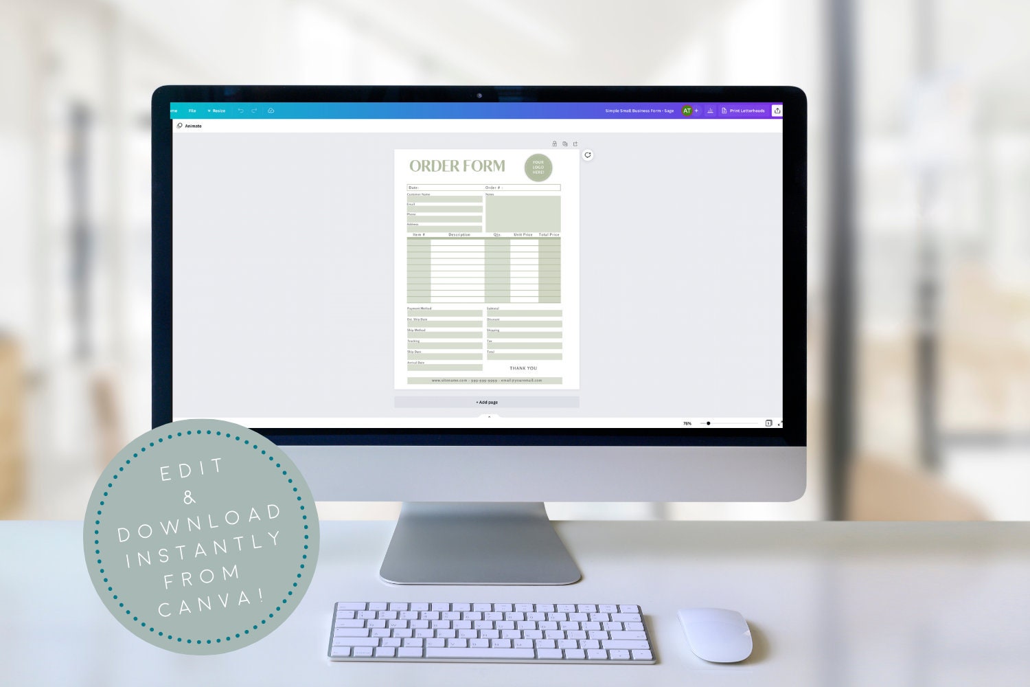 Order Form Template Small Business Editable With Logo Canva Fillable ...