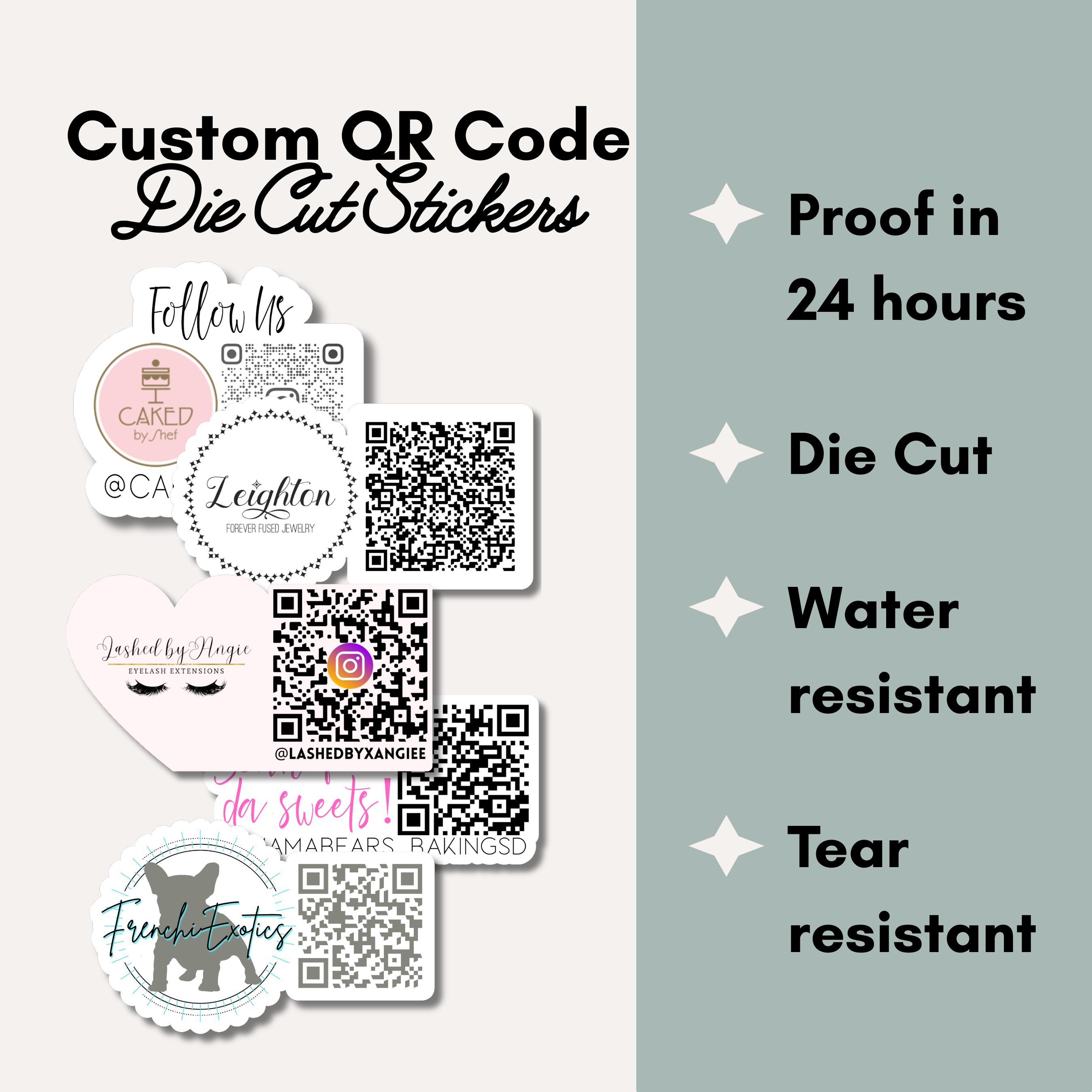 Custom QR Code Sticker Die Cut Small Business Packaging Supplies Logo ...
