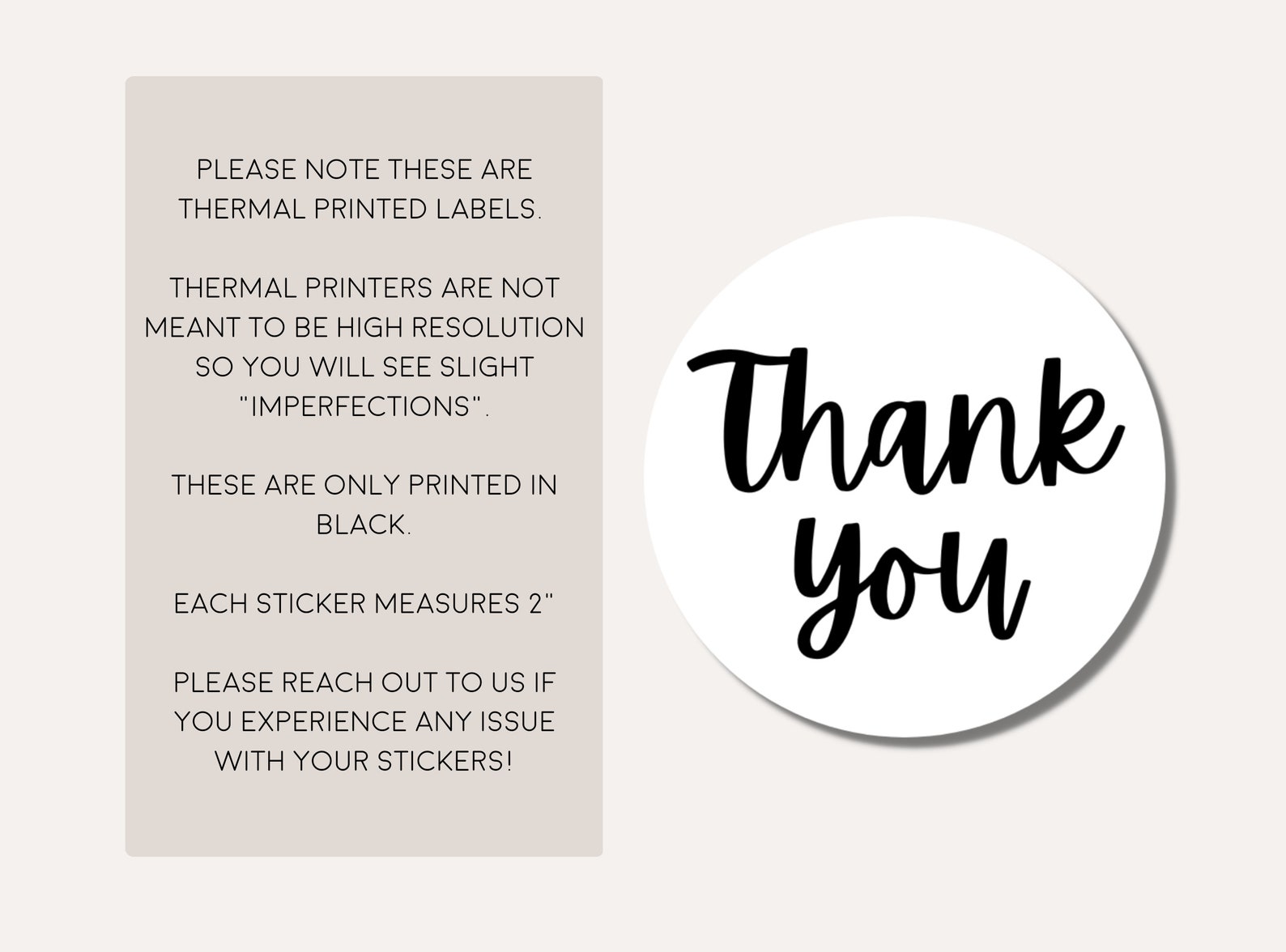 Circle Thank You Sticker Thermal Label Thank You Round Sticker for ...