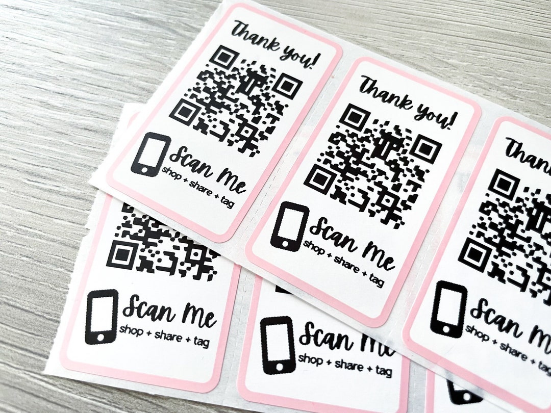 Custom QR Code Thermal Label, Pink Rectangular Sticker for Small ...