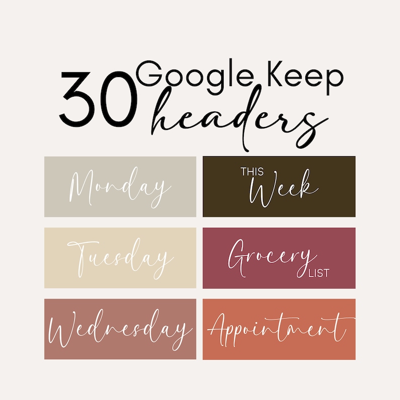 Google Keep Headers for Everyday Google Notes Planner Image Headings ...