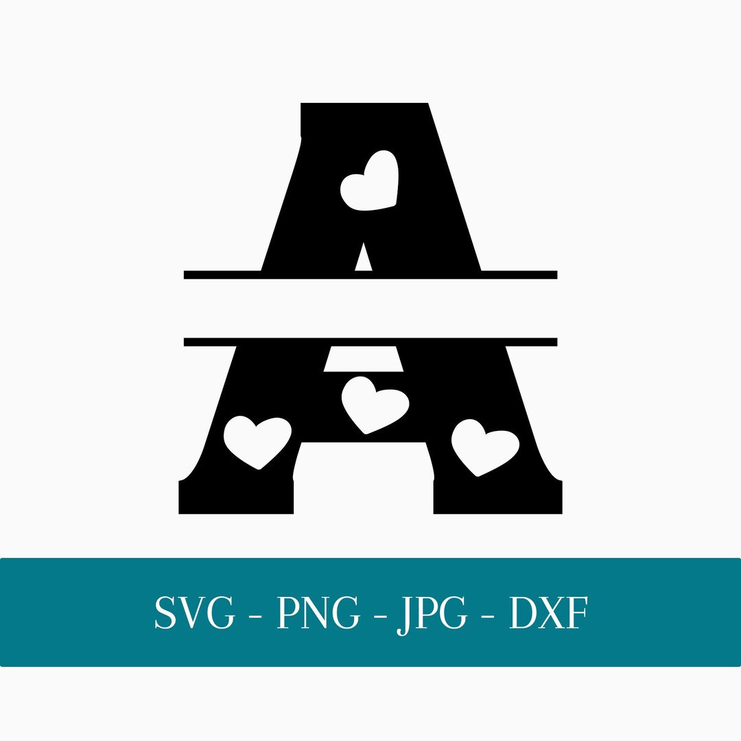 Monogram Alphabet SVG Digital Monogram Heart Letter Engraving Cut File ...