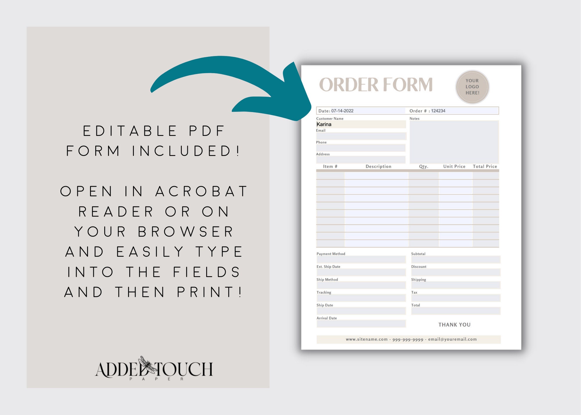Small Business Order Form Template Canva Editable Printable - Etsy