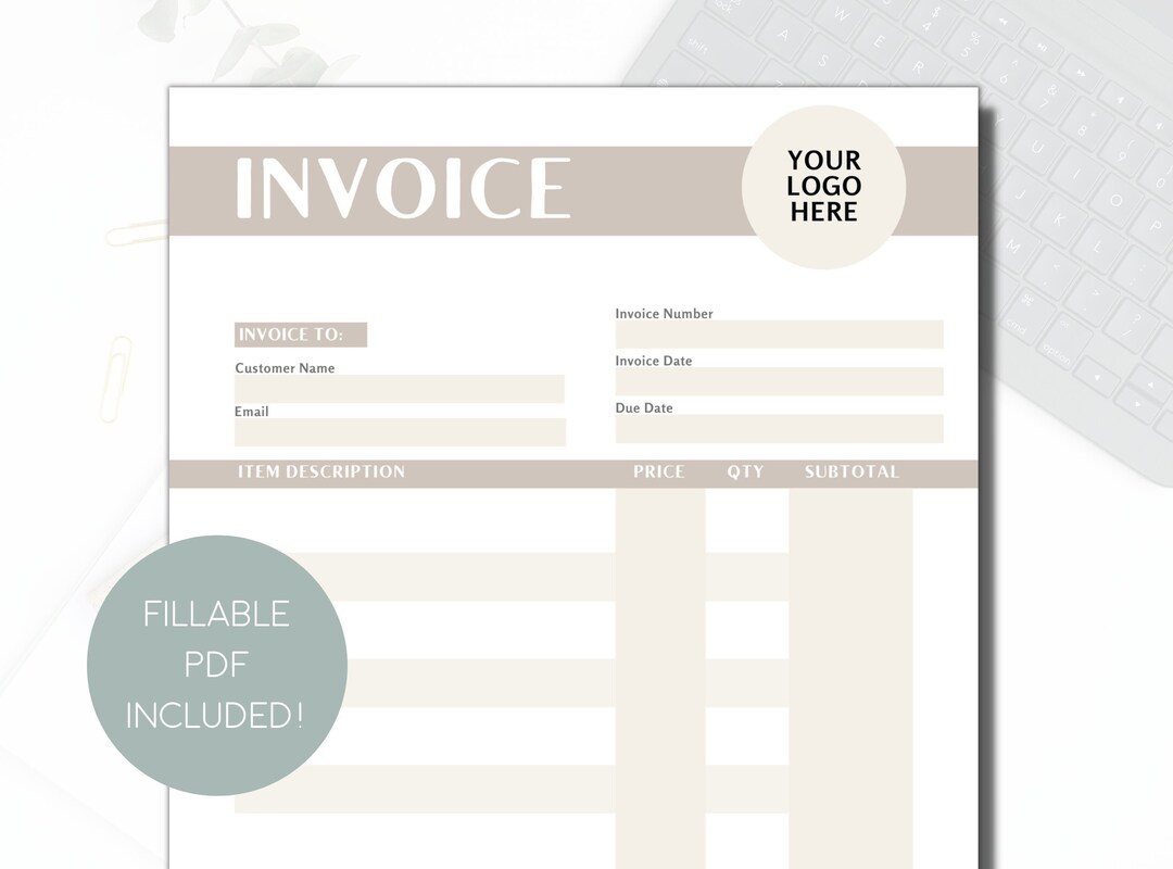 Invoice Template for Small Business, Editable Form Canva, Fillable Pdf ...