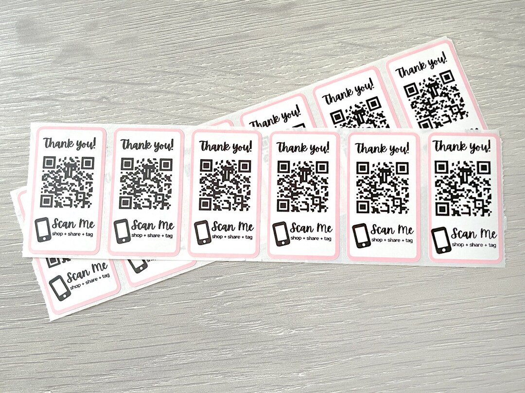 Custom QR Code Thermal Labels, Pink Stickers for Packaging, Custom QR ...