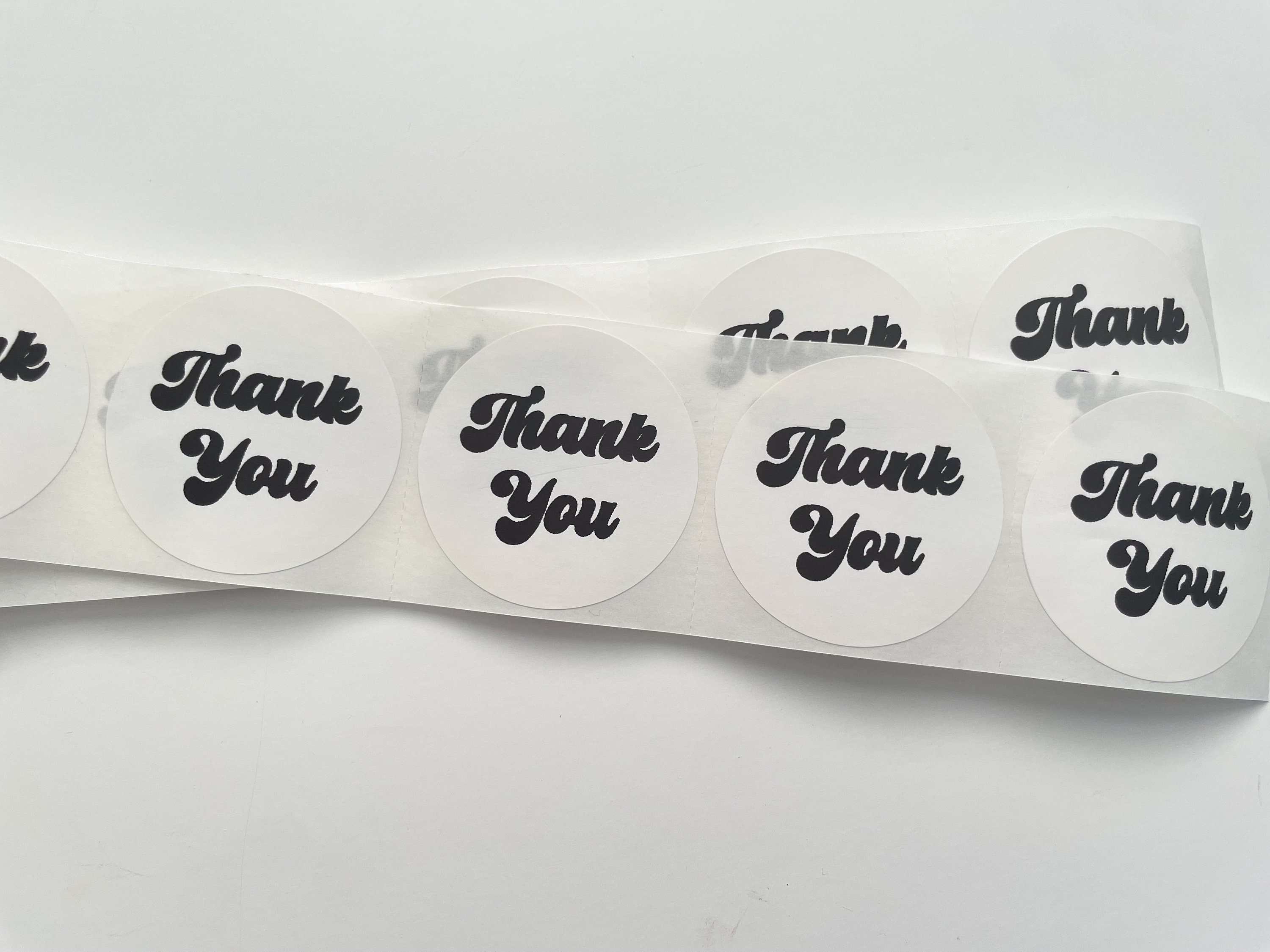 Circle Thank You Sticker Thermal Label Retro Thank You Round - Etsy