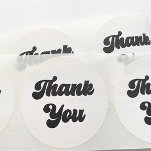 Circle Thank You Sticker Thermal Label Retro Thank You Round Sticker ...