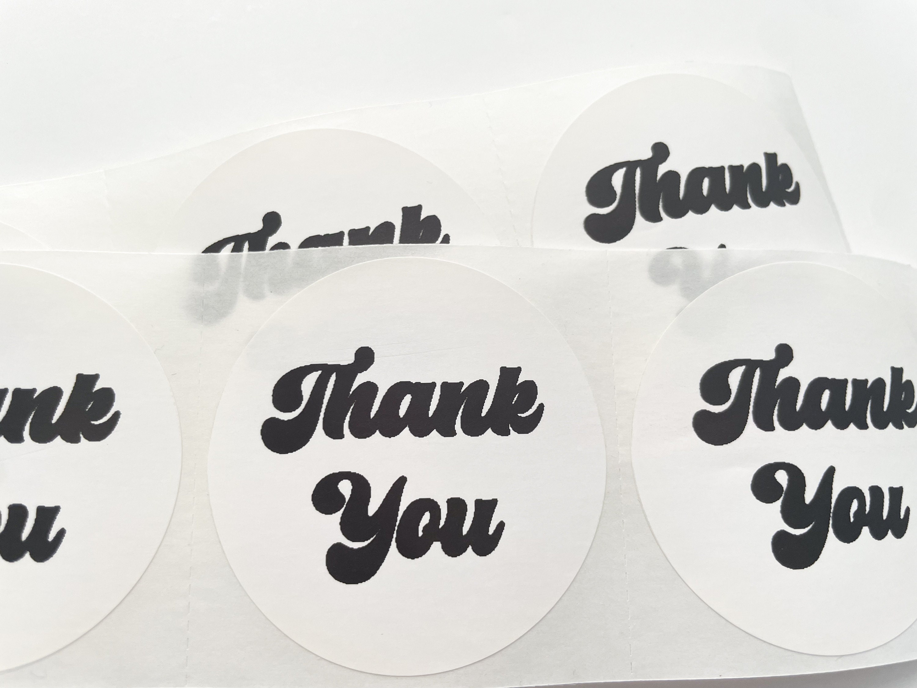 Circle Thank You Sticker Thermal Label Retro Thank You Round - Etsy
