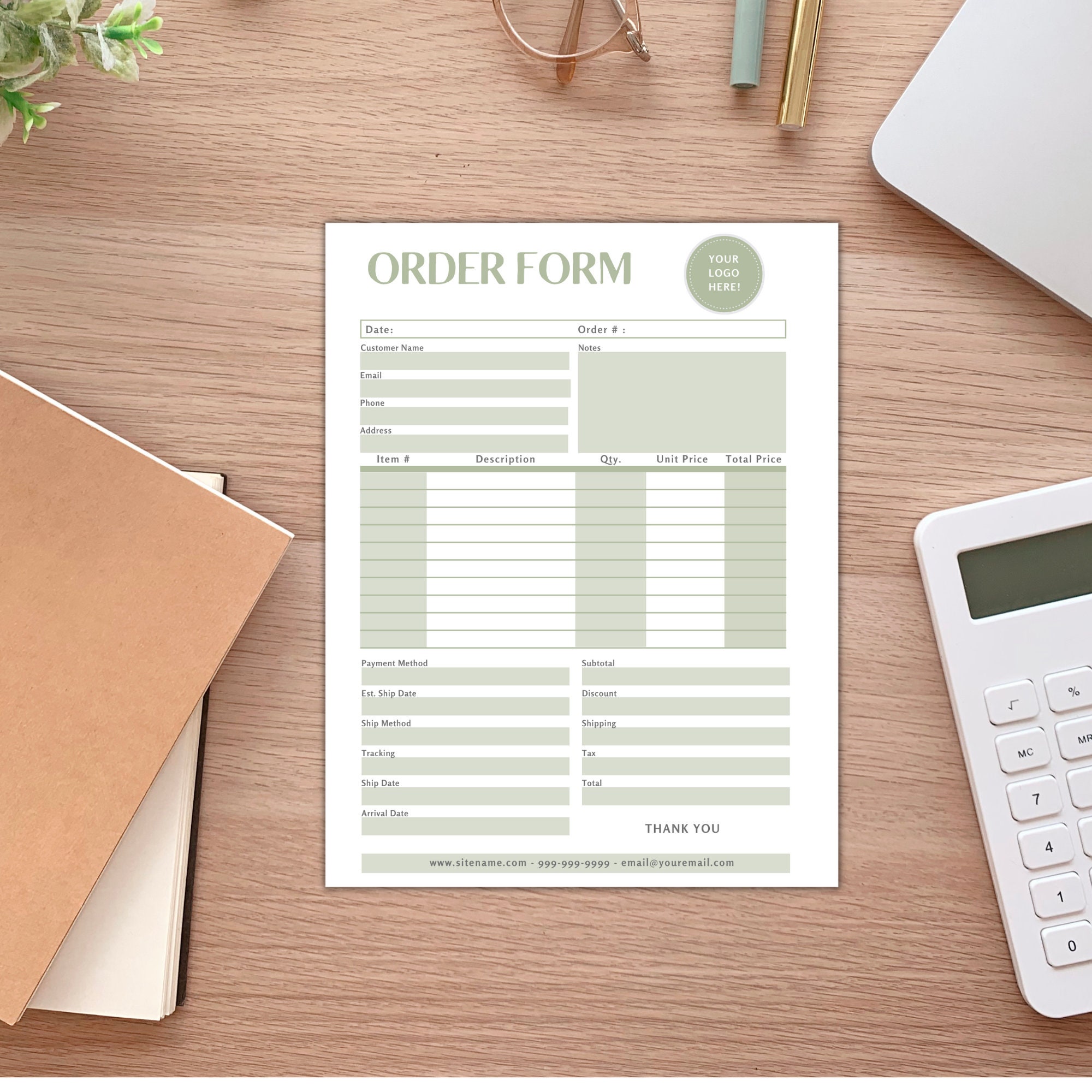 Order Form Template Small Business Editable With Logo Canva Fillable ...