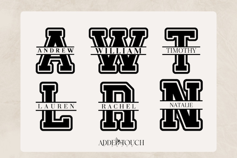 Monogram Alphabet SVG Digital Monogram Varsity Letter Engraving Cut ...