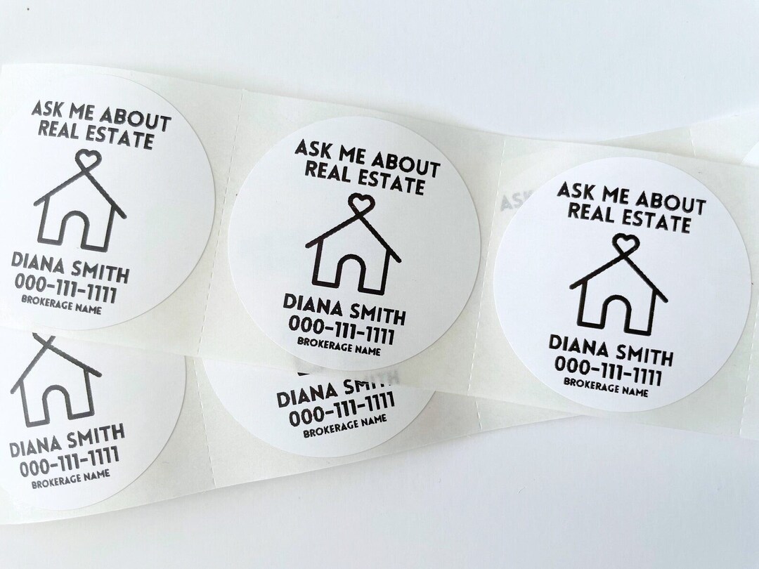 Real Estate Stickers Realtor Sticker Circle Label Custom Sticker for ...