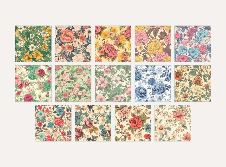 Vintage Floral Digital Paper Set Instant Download Digital Paper Pack ...