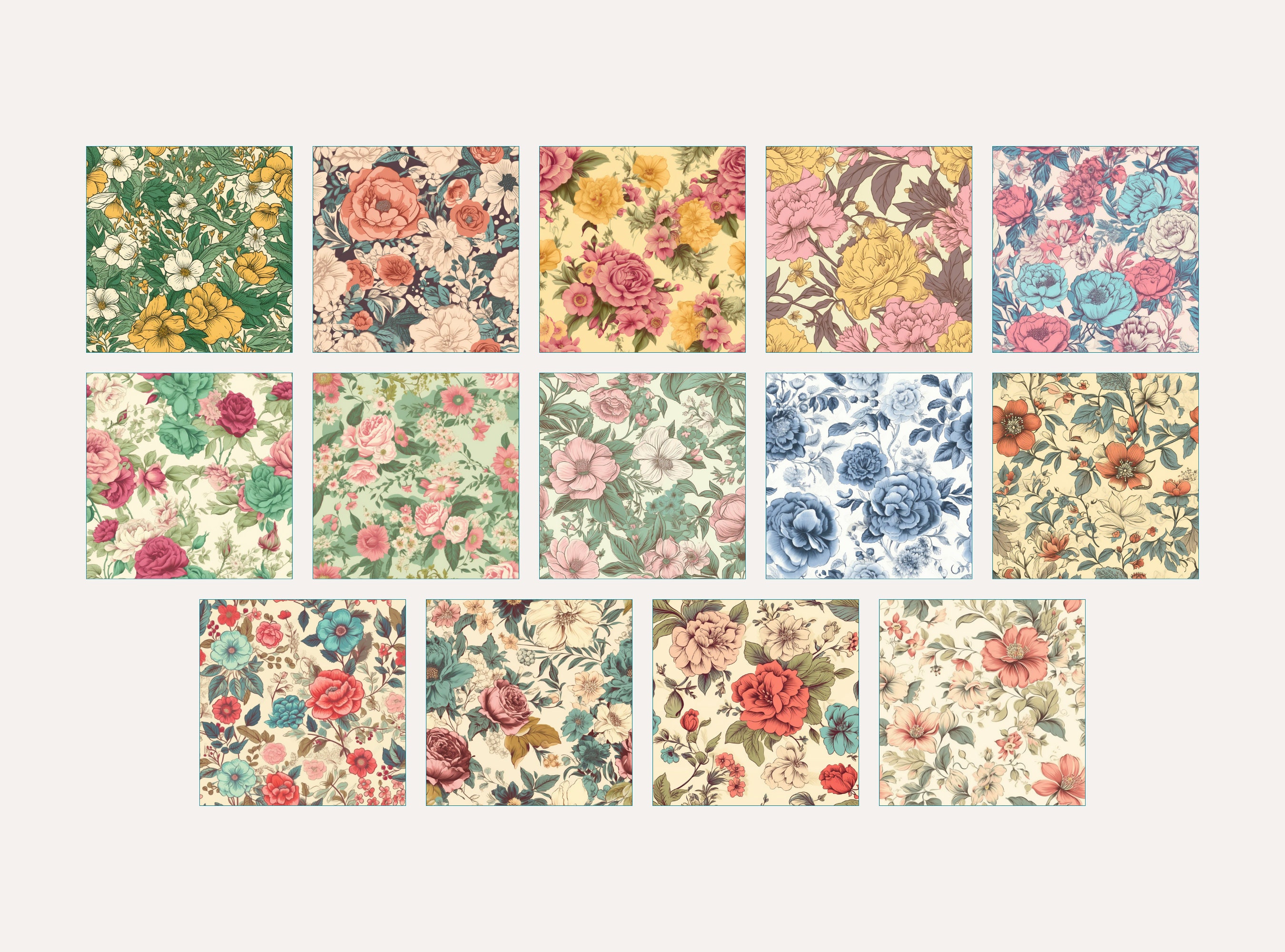 Vintage Floral Digital Paper Set Instant Download Digital - Etsy