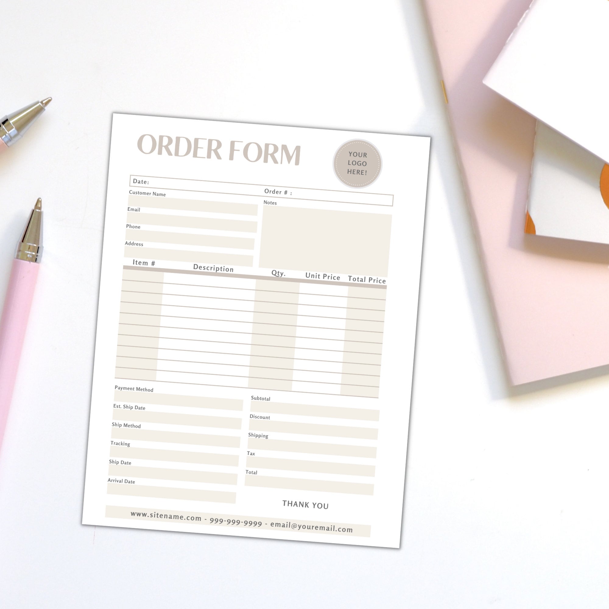 Small Business Order Form Template Canva Editable Printable - Etsy