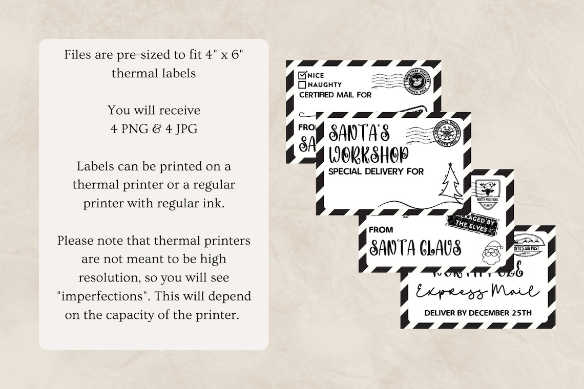 Santa Mail Labels Thermal Template Santa's Workshop Christmas Gift ...