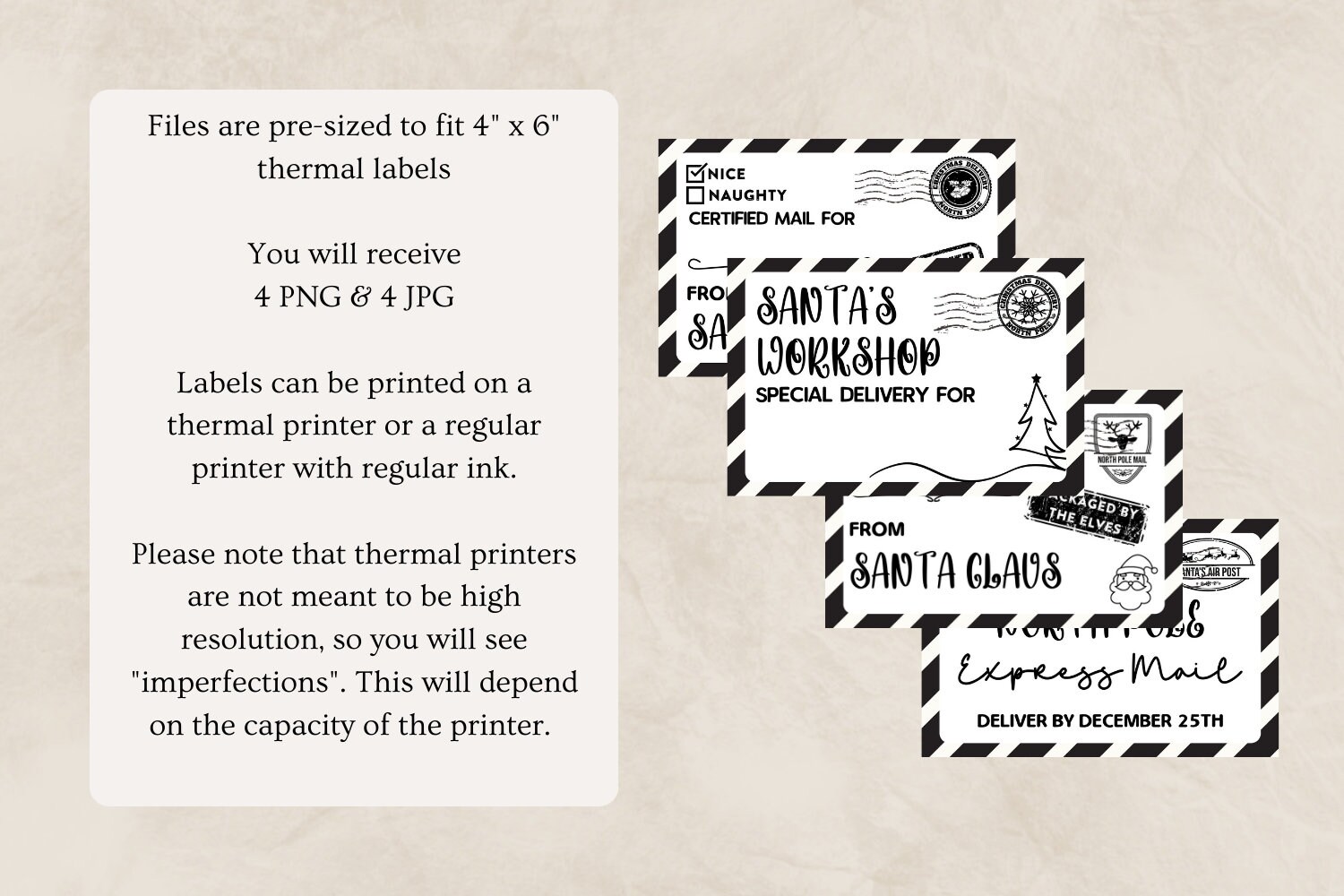 Santa Mail Labels Thermal Template Santa's Workshop Christmas Gift ...