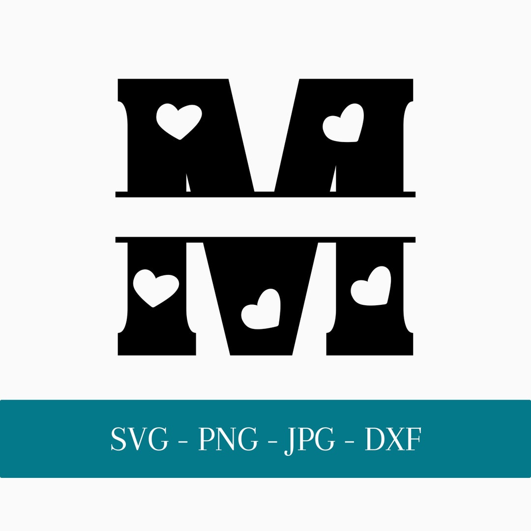 Split Heart Monogram Letters SVG, PNG, DXF (digital Download) - Etsy