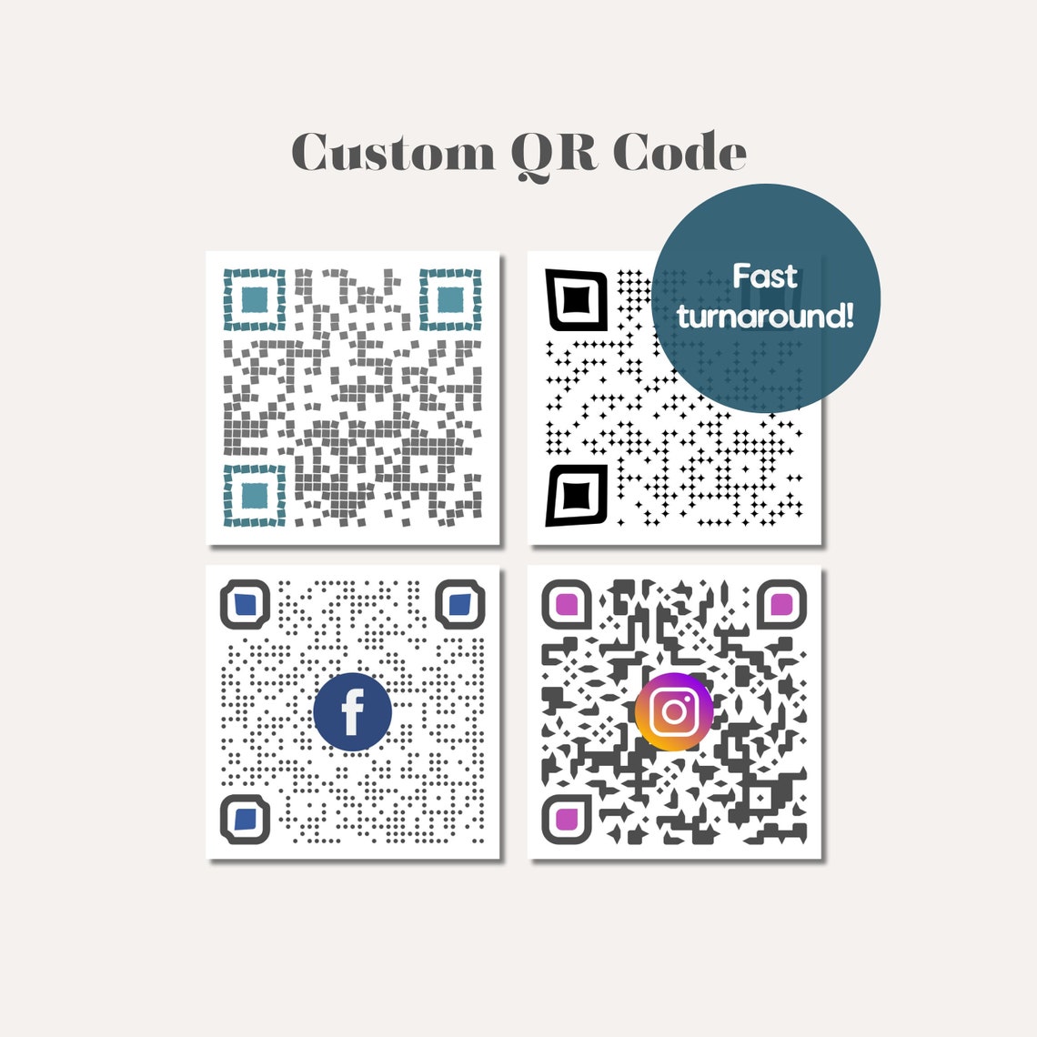 Custom QR Code With Logo Instagram Qr Code Venmo Qr Code - Etsy