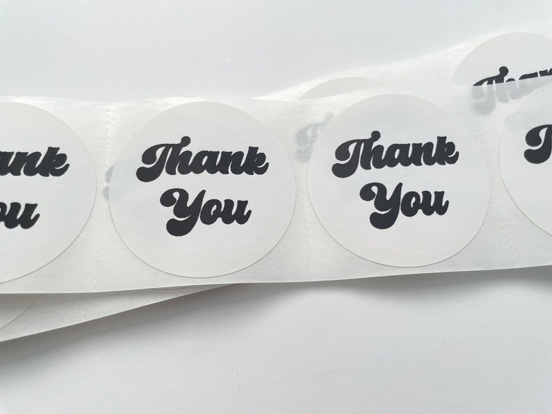 Circle Thank You Sticker Thermal Label Retro Thank You Round - Etsy